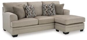 signature design by ashley stonemeade casual right-arm facing sofa chaise with 4 toss pillows, light brown