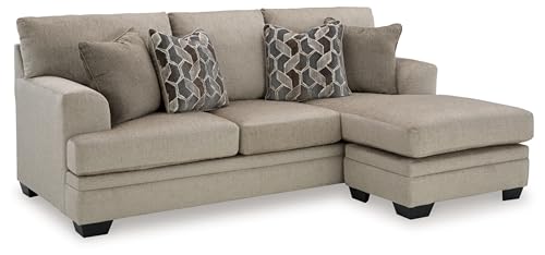 Signature Design by Ashley Stonemeade Casual Right-Arm Facing Sofa Chaise with 4 Toss Pillows, Light Brown