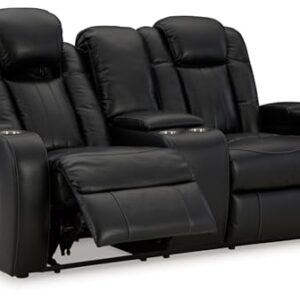 Signature Design by Ashley Caveman Den Power Reclining Loveseat with Console Love Seats, 75" W x 42" D x 42" H, Black