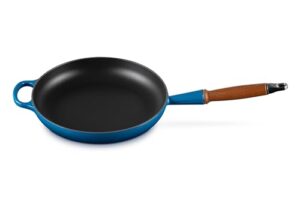 le creuset enameled cast iron alpine wood handle fry pan, 10.25", marseille