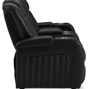 Signature Design by Ashley Caveman Den Power Reclining Loveseat with Console Love Seats, 75" W x 42" D x 42" H, Black