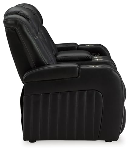 Signature Design by Ashley Caveman Den Power Reclining Loveseat with Console Love Seats, 75" W x 42" D x 42" H, Black