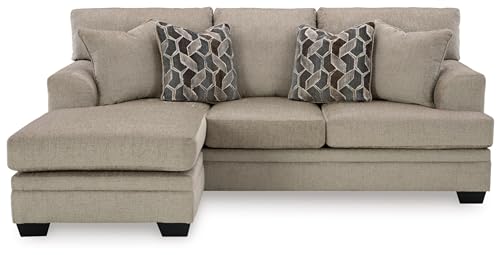 Signature Design by Ashley Stonemeade Casual Right-Arm Facing Sofa Chaise with 4 Toss Pillows, Light Brown