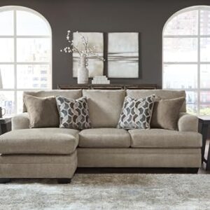 Signature Design by Ashley Stonemeade Casual Right-Arm Facing Sofa Chaise with 4 Toss Pillows, Light Brown