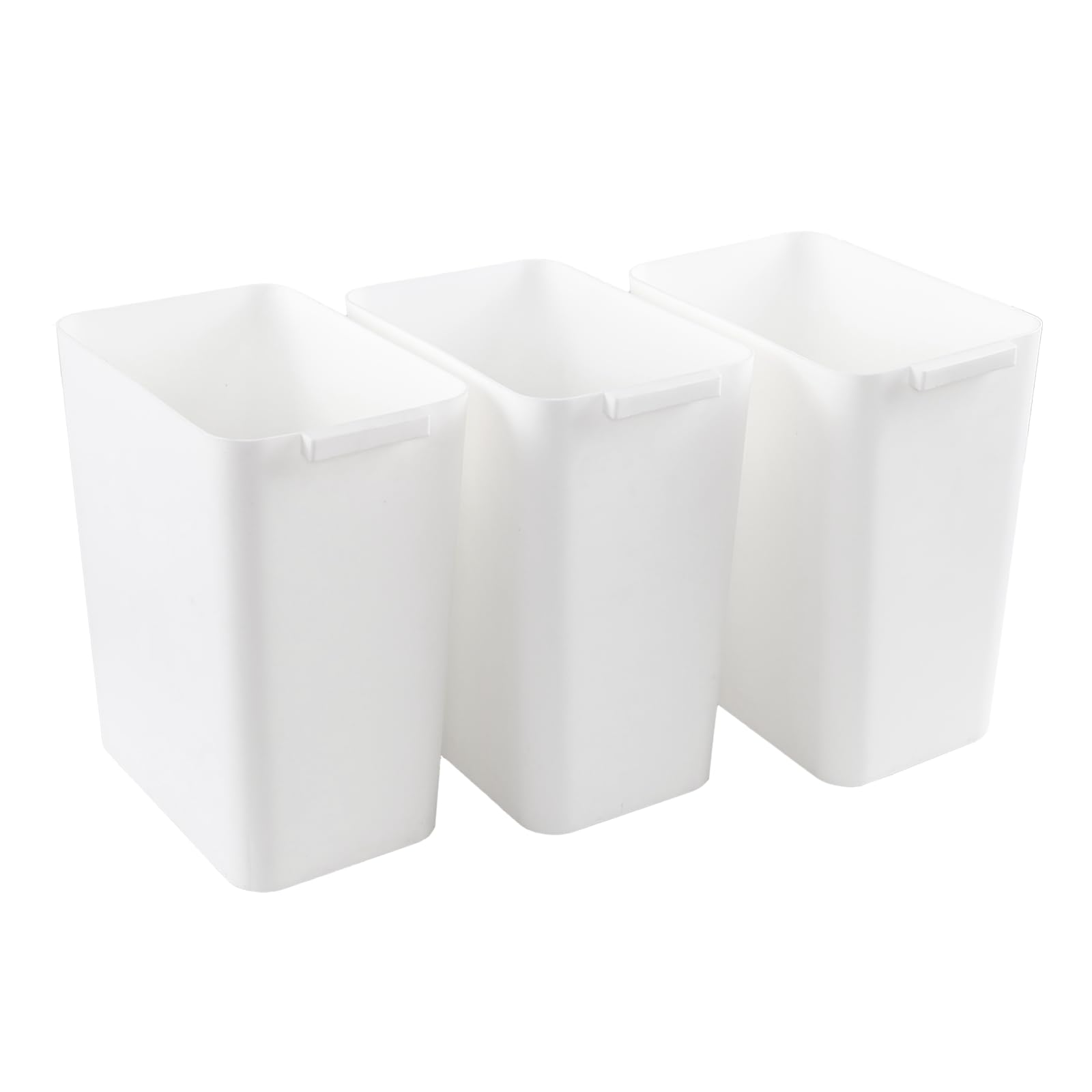 Lasbily 4.5 Gallon 3 Pack Plastic Rectangular Wastebasket, White Slim Trash Can