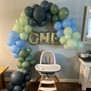 Dusty Green and Blue Balloon Arch Kit, 116pcs Slate Light Blue Sage Green Balloons Garland, Pastel Olive Blue Baby Green Balloon for Boys Girls Birthday Wedding Baby Bridal Shower Party Decorations