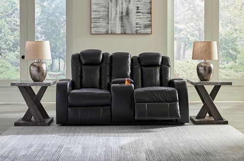 Signature Design by Ashley Caveman Den Power Reclining Loveseat with Console Love Seats, 75" W x 42" D x 42" H, Black