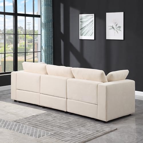 3 Seater Convertible Modular Sectional Sofa, Modern Reversible Chenille Upholstered Cloud Couch Sleeper Foam Sofá with Movable Seat for Home, Apartment Living Room