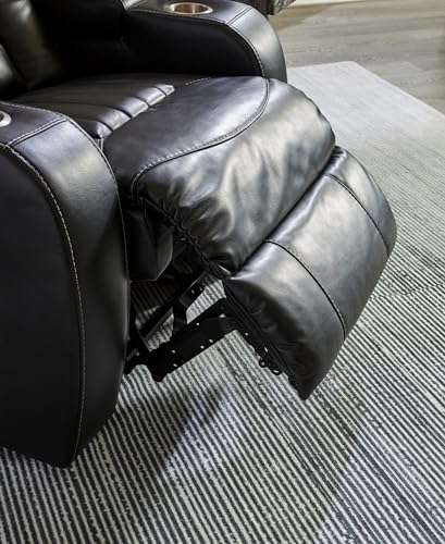 Signature Design by Ashley Caveman Den Power Reclining Loveseat with Console Love Seats, 75" W x 42" D x 42" H, Black