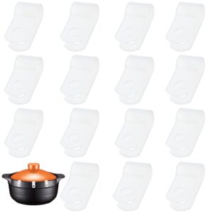 15 pack dutch oven lid protector clips, replacement plastic pan clips for stacking cookware protectors, plastic bumpers for display and storage, and stacking of dutch