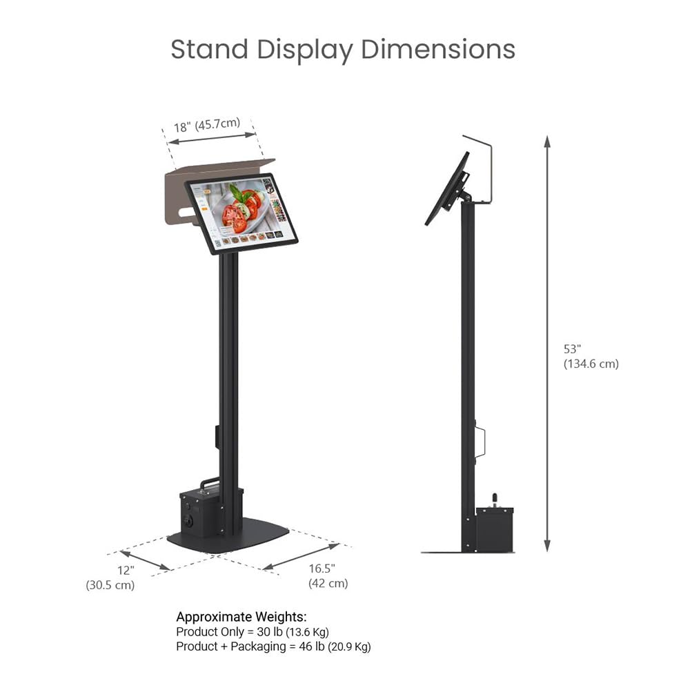 MENUPOLY Portable Stand Display, 15.6" Touchscreen, Built-in Battery, Indoor/Outdoor Use, Android OS, WiFi, Plug & Play, Digital Signage Software Ready, Online Content Management