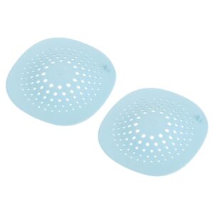 uxcell hair drain catcher, 5.71inch silicone convex tub drain covers drain protector with handle suction cup for kitchen bathroom balcony, light blue 2pcs