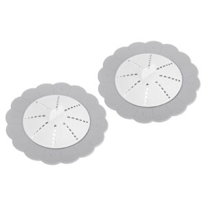 uxcell hair drain catcher, 2 in 1 shower drain stopper silicone tub drain covers for kitchen bathroom balcony, grey 2 pcs