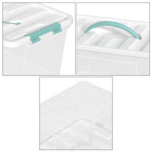 Vababa 14 L Clear Latch Storage Bins with Top Handle, 4 Pack Plastic Storage Box with Lid