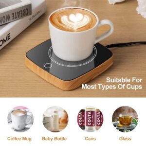 Defashun Coffee Mug Warmer Waterproof Smart Cup Warmer with 3 Temperature Setting for Warming & Heating Coffee, Beverage, Milk, Tea and Hot Chocolate (Wood Grain)