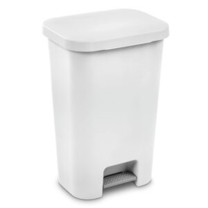 bhcha 11.9 gal. stepon wastebasket plastic, white