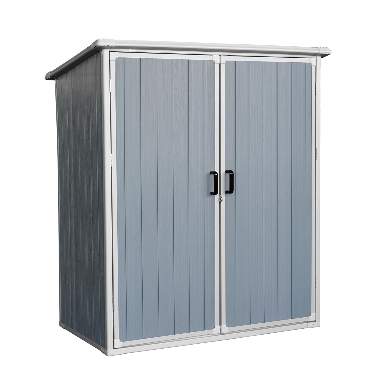 Senyuzhilan 5x3ft Resin Outdoor Storage Shed, Tool Shed Storage House with Lockable Doors for Patio Backyard Garden Lawn, Perfect to Store Patio Furniture, Grey