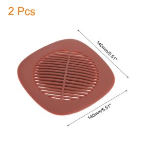 uxcell Hair Drain Catcher, 5.51inch Silicone Convex Tub Drain Covers Drain Protector with Handle Suction Cup for Kitchen Bathroom Balcony, Red 2Pcs