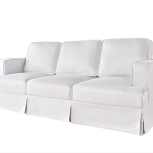 AMERLIFE Sofa, 89 inch Slipcovered Couch, 3 Seater Sofa Comfy Couch for Living Room Office, Linen White Couch