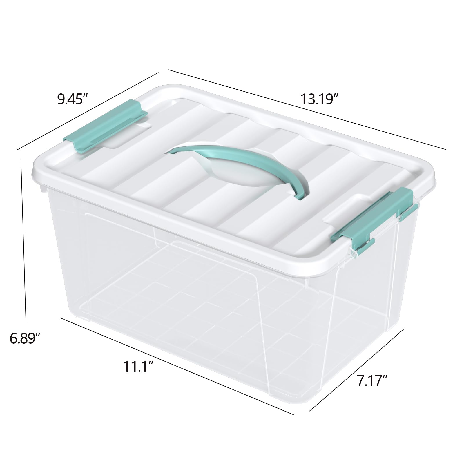 Vababa 14 L Clear Latch Storage Bins with Top Handle, 4 Pack Plastic Storage Box with Lid