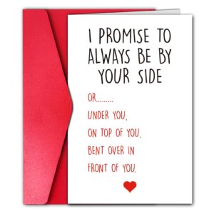 cgbrspacex funny anniversary card for boyfriend husband, i promise to always be by your side card, hilarious gift for first second third year anniversary (top or under)