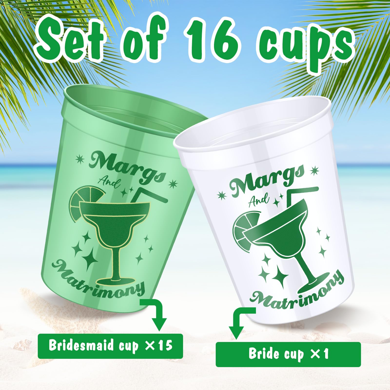 Ninehaoou 16 Pack Margs and Matrimony Bachelorette Party Cups Bachelorette Party Supplies 16oz Reusable Bridal Party Cups Cowgirl Cups Bridal Shower Favors for Groovy Bride Bridesmaid Bach Party