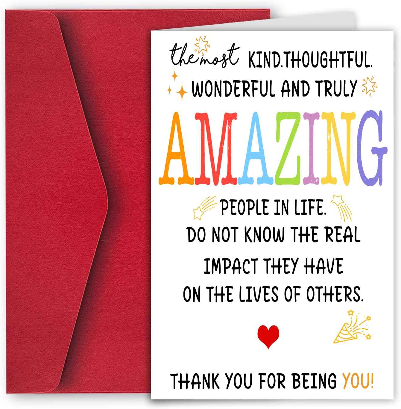 ONECHI Cute Thank You Card for Best Friend Bestie, Appreciation Card for Teacher Boss Coworker Doctor, Sweet Friendship Card for Him Her, Thank You for Being You