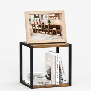 qialino storage cube with wheels can be connected in pairs, single storage shelve suitable for closet shelves, corner shelf, bookcase, display shelf (rustic brown, 10.39 * 10.39"-2 boards)