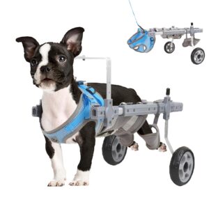 dog wheelchair for back legs(l), 2024 new adjustable dog wheel chair, assist small pets with paralyzed disabled hind limbs recover mobility, pets cart with wheels leg brace hip support(<27.5 lbs)