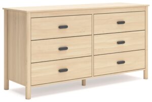 signature design by ashley cabinella casual 6-drawer dresser with safety stop, light brown