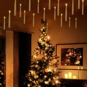 Bomivix 20pcs Christmas Decorations Flameless LED Floating Candles with Magic Wand Remote - Floating Hanging Home Decorations for a Spooky Atmosphere-Perfect for Festive Home Display