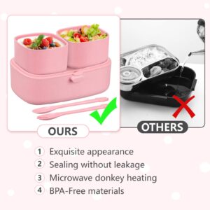 Bento Lunch Box with 8oz Soup Thermo for Kids Leak-Proof Food Containers 3 Compartments with Lunch Bag and Insulated Hot Food Jar for School Outdoors Office