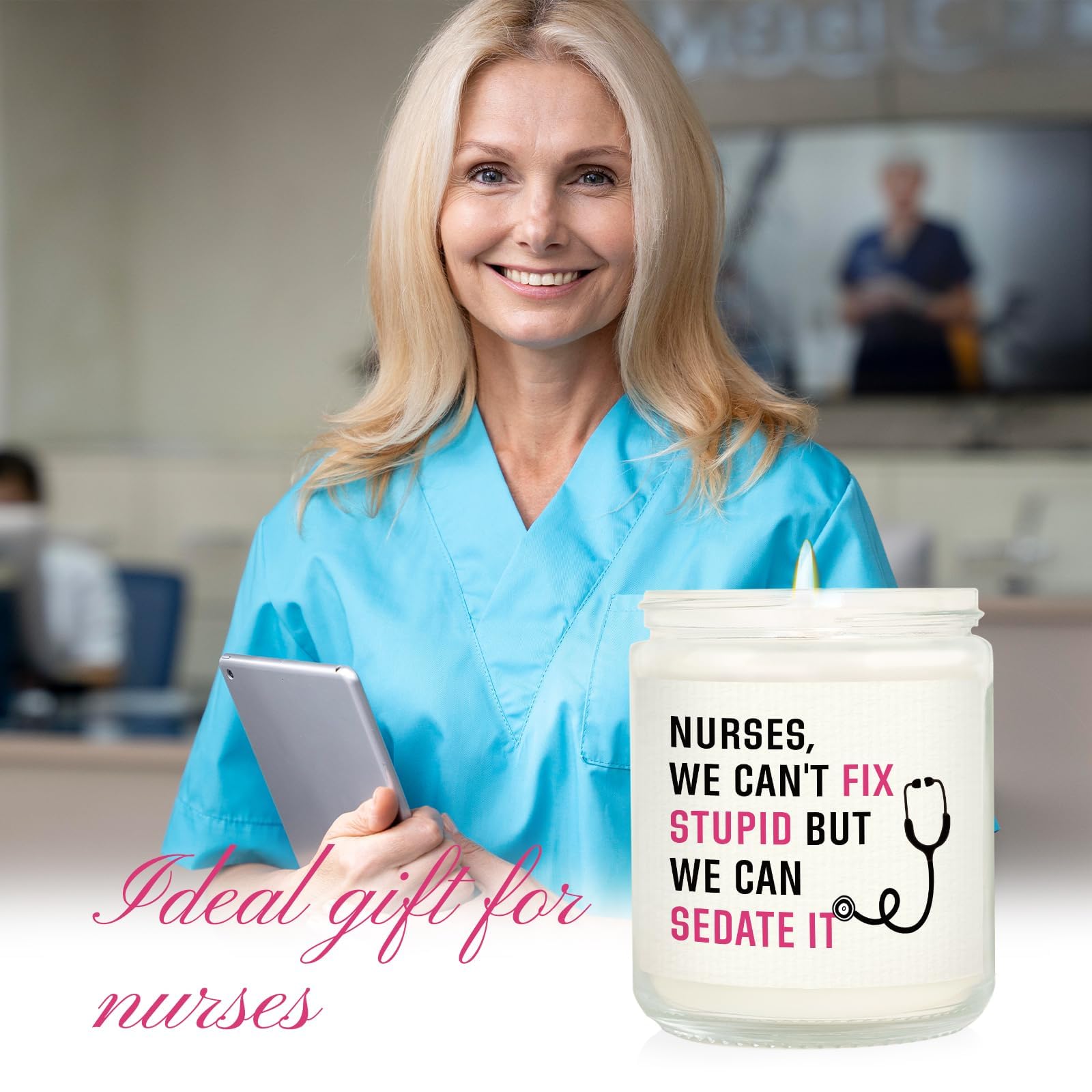 musaecoin Nurse Gifts for Women, Cool Gifts for Nurses, LPN RN Gifts for Nurses, Funny Nurse Appreciation Gifts, Nursing School Graduate Birthday Gifts for Nurse, 7oz Soy Wax Candle (Lavender)