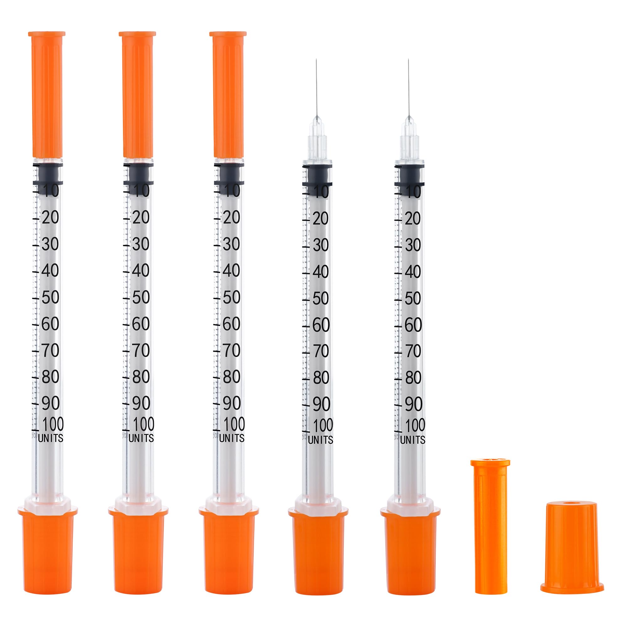 U-100 27G 1cc Syringes with 5/16 Inch-8mm Accurate Measuring for Liquid Individually Sealed Packaging (20Pack)