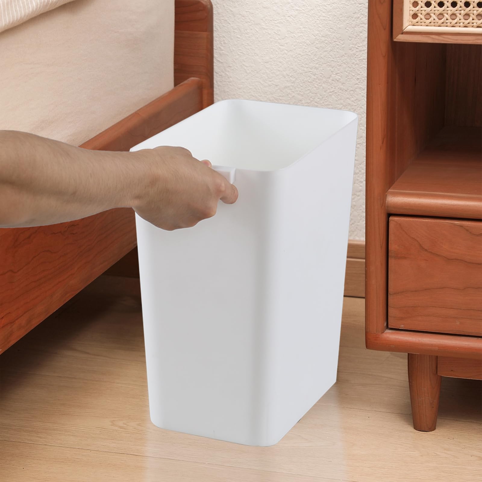 Lasbily 4.5 Gallon 3 Pack Plastic Rectangular Wastebasket, White Slim Trash Can