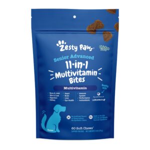 zesty paws multivitamin treats for dogs - glucosamine chondroitin for joint support + digestive enzymes & probiotics - grain free dog vitamin for skin & coat + immune health chicken - advanced - 60ct