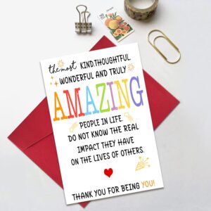 ONECHI Cute Thank You Card for Best Friend Bestie, Appreciation Card for Teacher Boss Coworker Doctor, Sweet Friendship Card for Him Her, Thank You for Being You