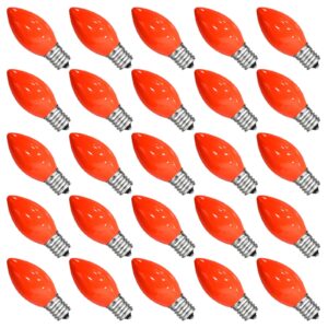 agaphoton 25 pack orange christmas replacement bulbs, c7 ceramic orange replacement bulbs for outdoor string light, e12 candelabra base 5 watt, great for christmas bulbs