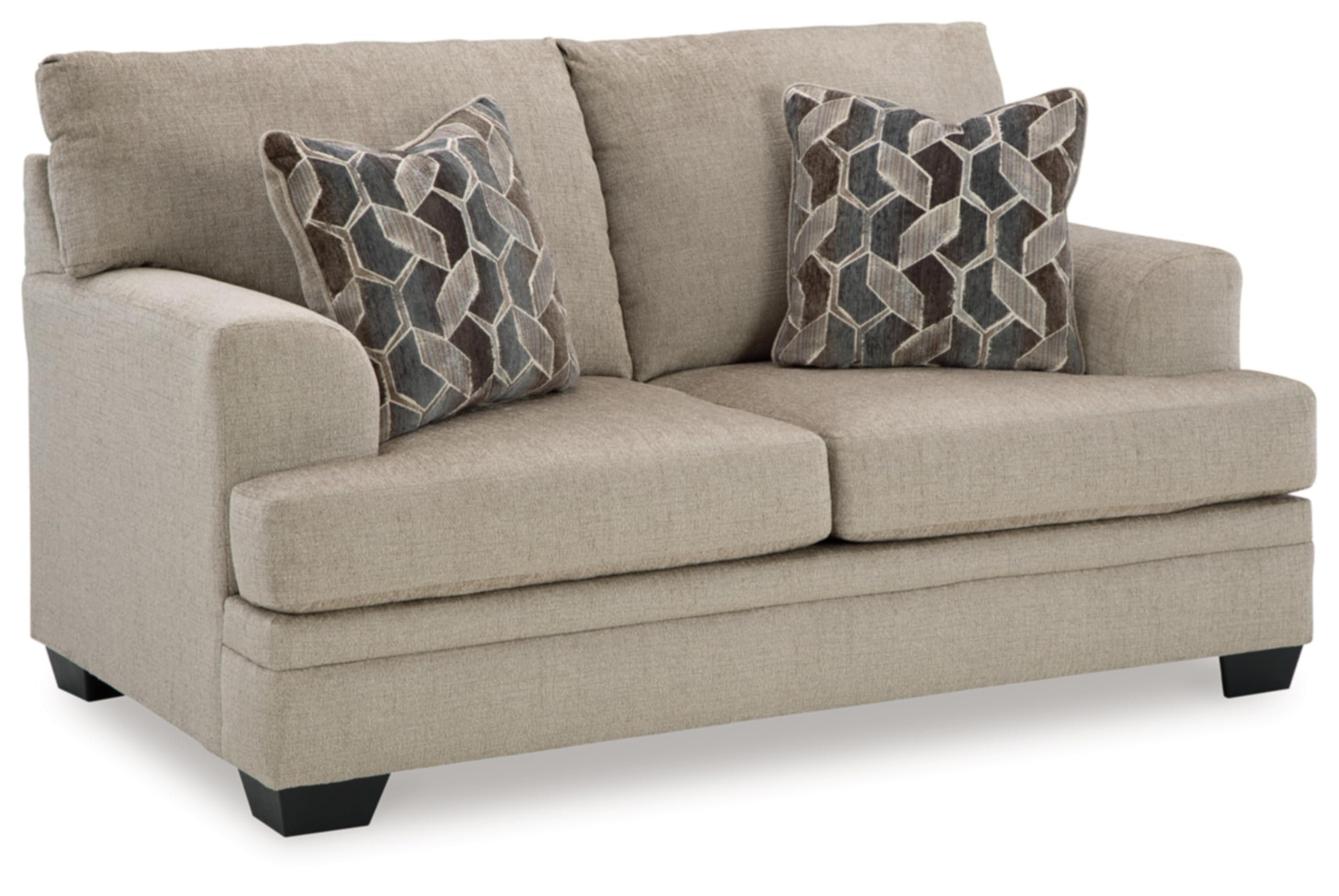 Signature Design by Ashley Stonemeade Casual Loveseat with 2 Toss Pillows, Light Brown