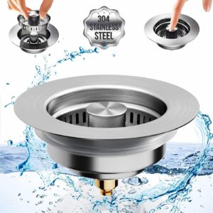 3 in 1 kitchen sink drain strainer,stainless steel & brass pop up sink stopper,for us standard 3-1/2 inch sink bounce core drain strai