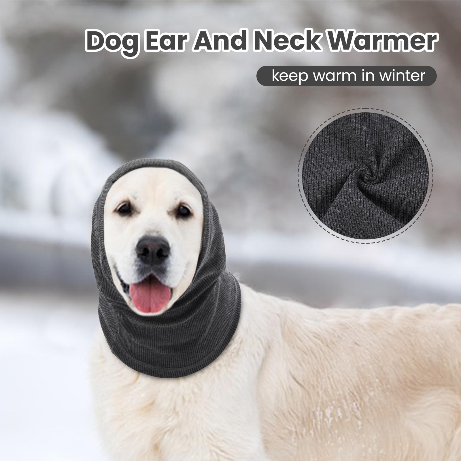 BRKURLEG Quiet Ears for Dog, Dog Ear Muffs for Noise Protection,Knitted Dog Winter Hats, Dog Calming Hoodie, Pet Cats and Dogs Grooming Bathing Calming Drying Ear Muffs (Grey, M)