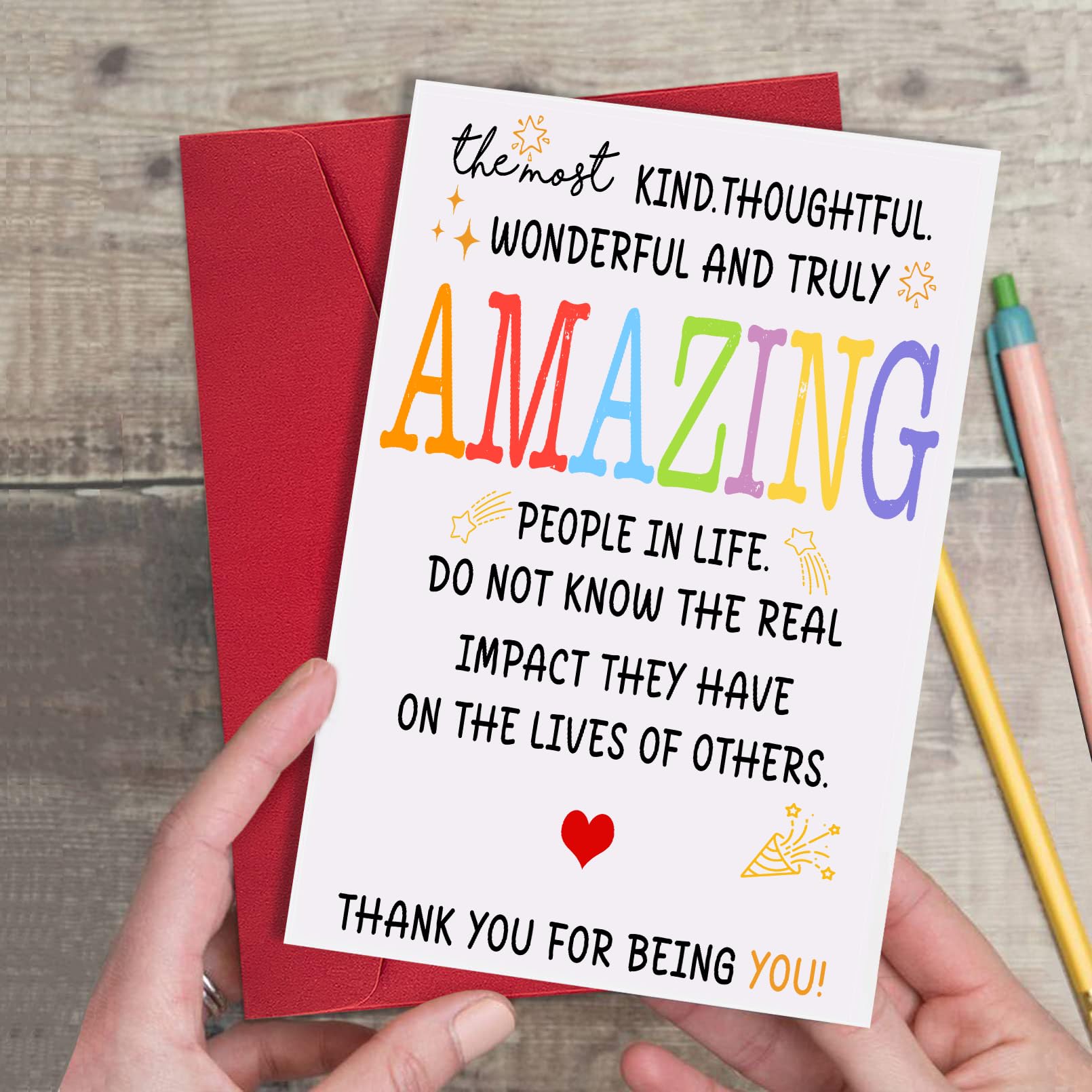 ONECHI Cute Thank You Card for Best Friend Bestie, Appreciation Card for Teacher Boss Coworker Doctor, Sweet Friendship Card for Him Her, Thank You for Being You