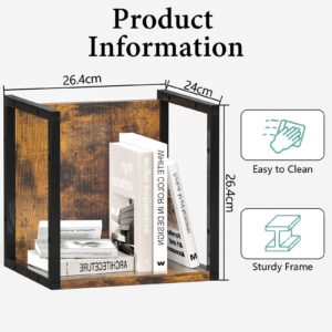 QIALINO Storage Cube with Wheels Can be Connected in Pairs, Single Storage Shelve Suitable for Closet Shelves, Corner Shelf, Bookcase, Display Shelf (Rustic Brown, 10.39 * 10.39"-2 Boards)