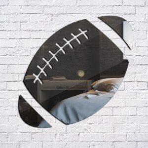 ODOTTAA, Sports Theme Football Shaped Acrylic Mirror Art Sticker for Wall Decor for Boys Bedroom, Dressing Room, Wardrobe, Door