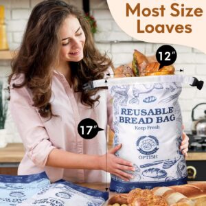 2 Pack Bread Bags for Homemade Bread, Reusable Sourdough Bread Bags for Fresh Keeping, Beeswax Bread Bags for Sourdough with Lining & Zipper, Freezer Safe & BPA Free, for Gift Giving, White & Blue