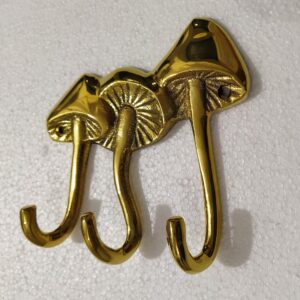 Brass Mushroom Wall Mount Hook Sculpture Unique A Excellent Item for Home | Office | Restaurant Decorations by Indiaart12