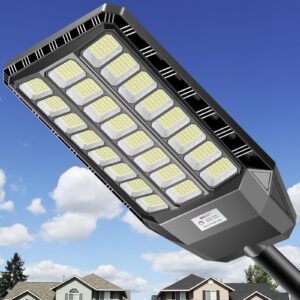 adewalk 5000w large solar street light, commercial solar street lights outdoor dusk to dawn, solar lights outdoor with motion sensor and remote control, solar parking lot lights for yard and suburbs