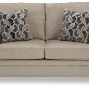 Signature Design by Ashley Stonemeade Casual Loveseat with 2 Toss Pillows, Light Brown