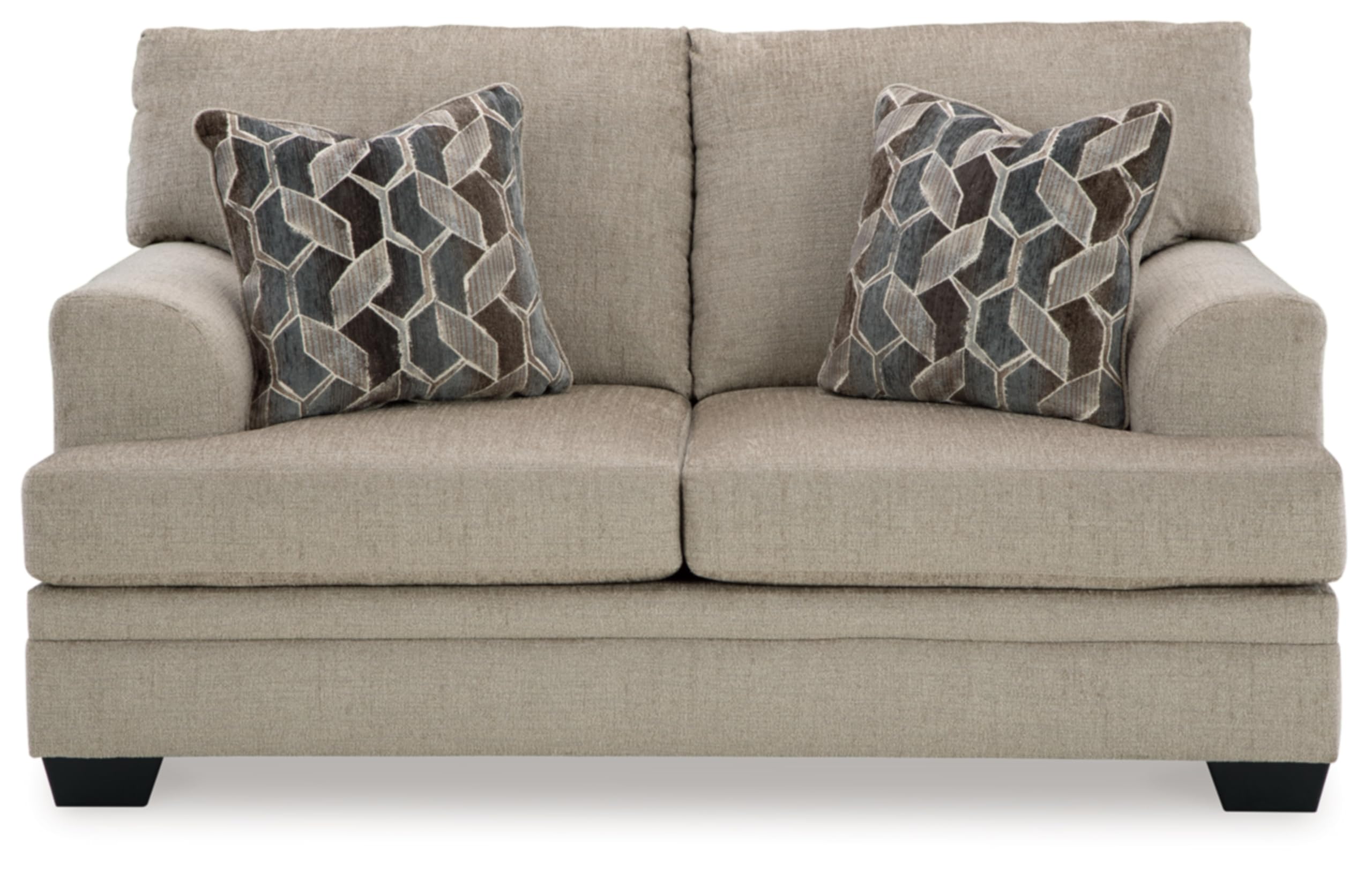 Signature Design by Ashley Stonemeade Casual Loveseat with 2 Toss Pillows, Light Brown