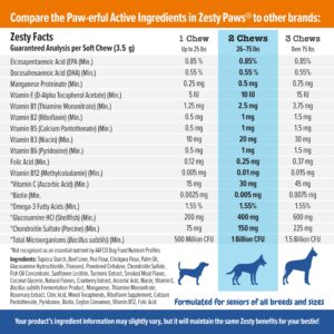 Zesty Paws Multivitamin Treats for Dogs - Glucosamine Chondroitin for Joint Support + Digestive Enzymes & Probiotics - Grain Free Dog Vitamin for Skin & Coat + Immune Health Chicken - Advanced - 60ct